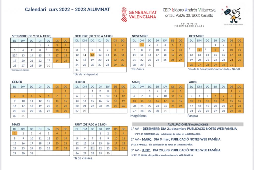 CEIP ISIDORO ANDRÉS VILLARROYA – Plantilla per als centres de primària