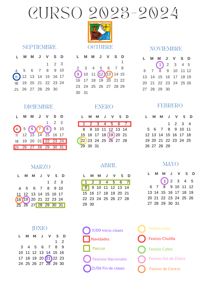 HORARIO Y CALENDARIO – CRA LA SERRANÍA