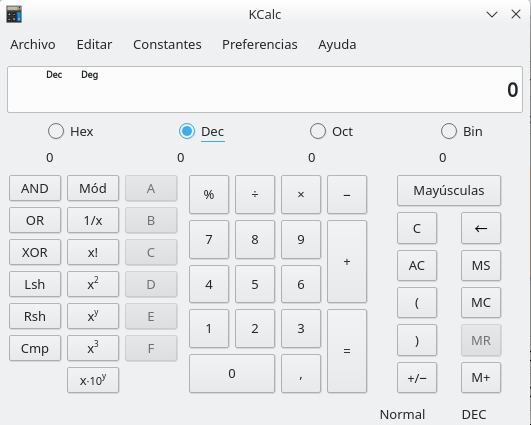 KCalc: calculadora científica – Curs LliureX