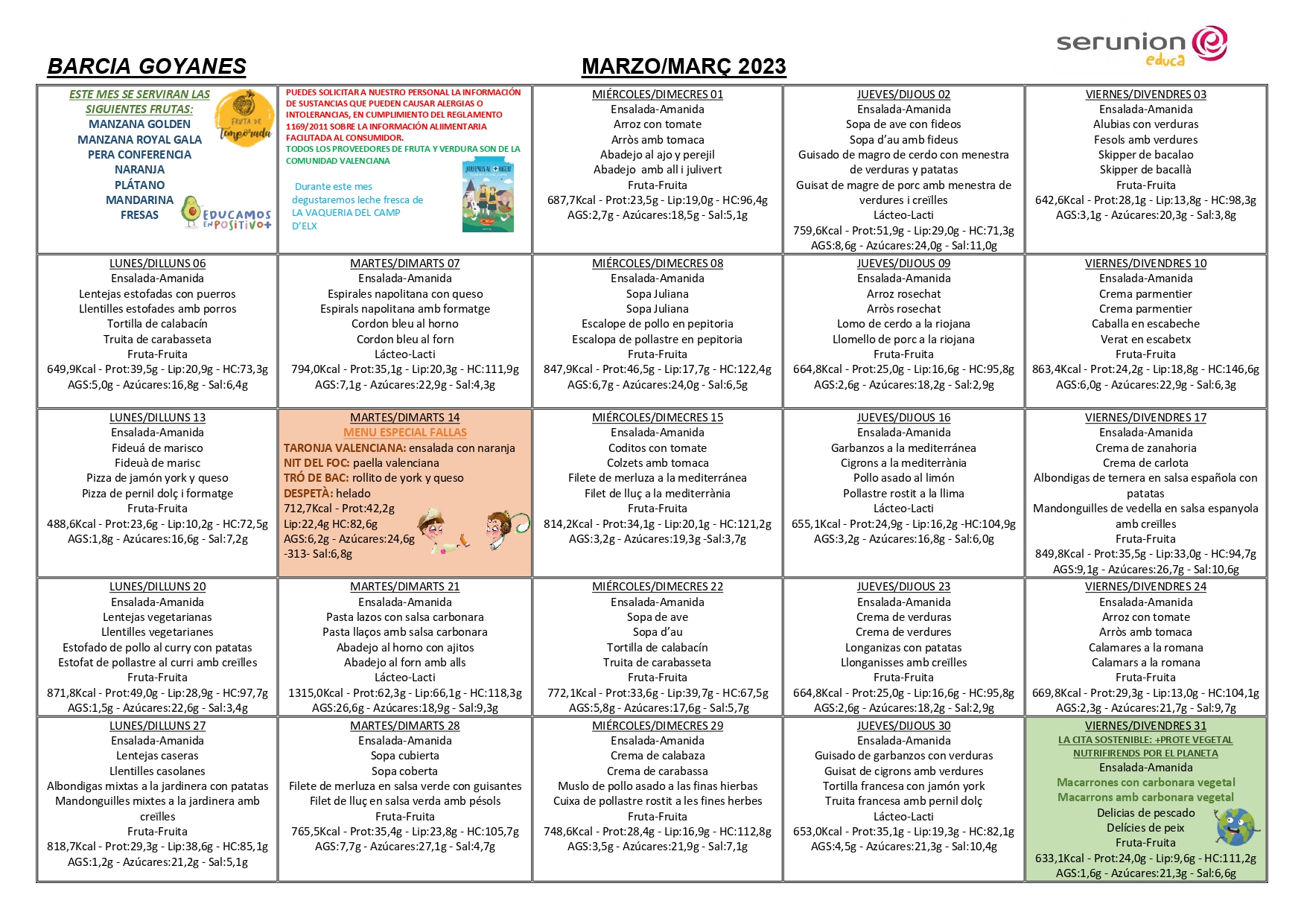 MENÚ DEL MES – CEIP DOCTOR BARCIA GOYANES