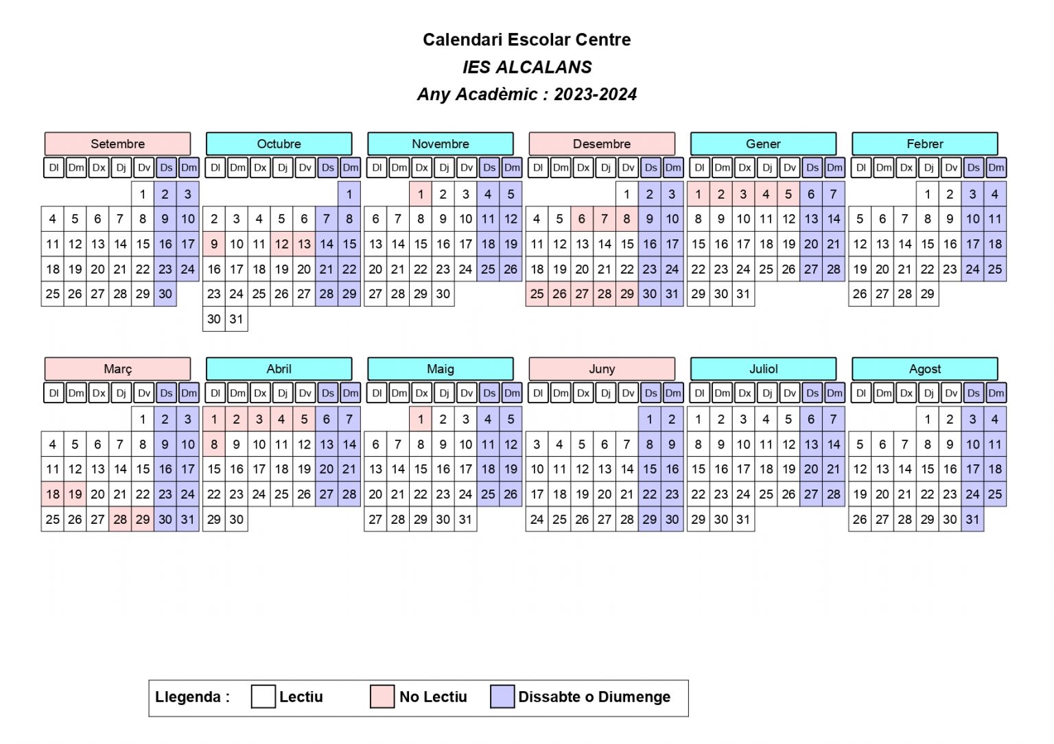 Calendari escolar 23-24 – IES ALCALANS