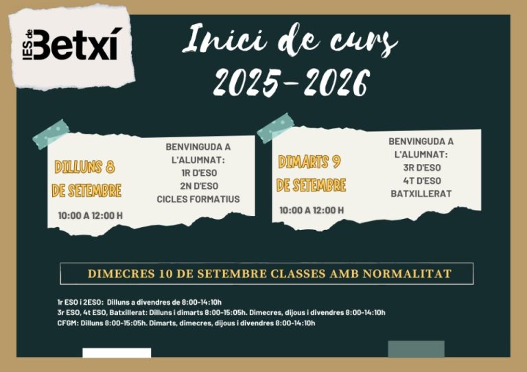 Inicio de curso 2025-2026 – IES DE BETXÍ