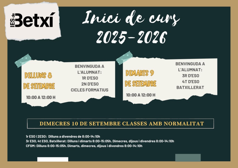 Inici de curs 2025-2026 – IES DE BETXÍ