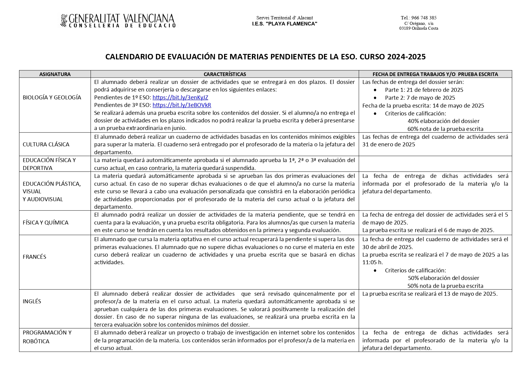 IES PLAYA FLAMENCA – Instituto de Educación Secundaria Playa Flamenca