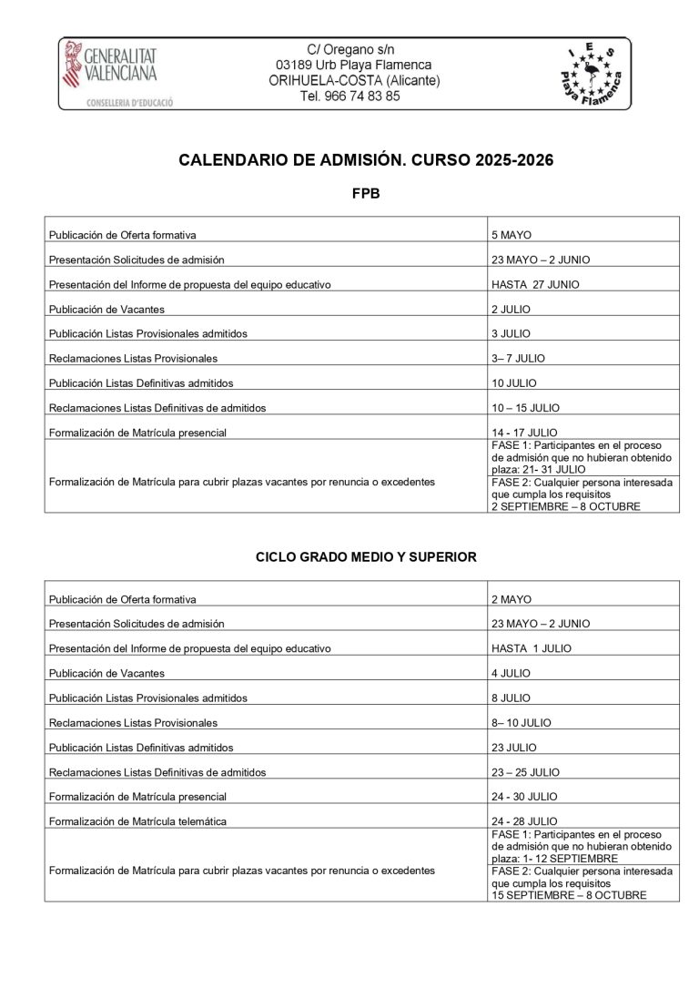 IES PLAYA FLAMENCA – Instituto de Educación Secundaria Playa Flamenca