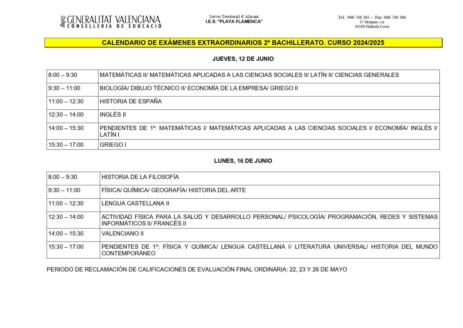 IES PLAYA FLAMENCA – Instituto de Educación Secundaria Playa Flamenca