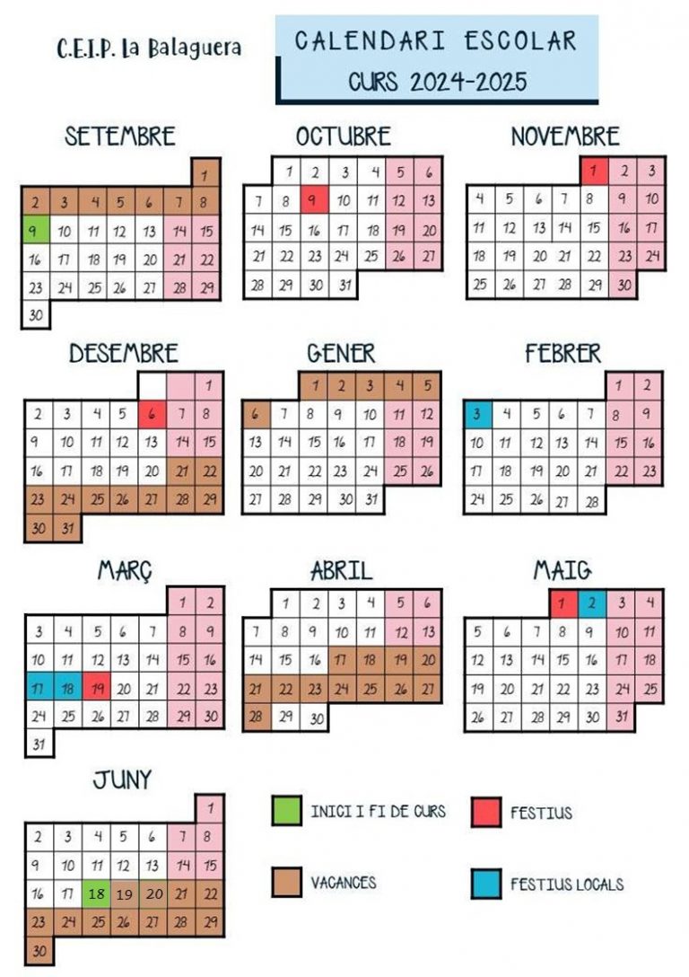 Calendari Escolar 24-25 – CEIP LA BALAGUERA