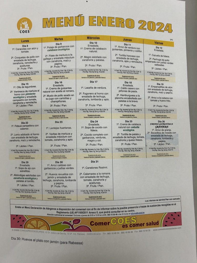 MENÚ DEL MES – CEIP PASCUAL ANDREU